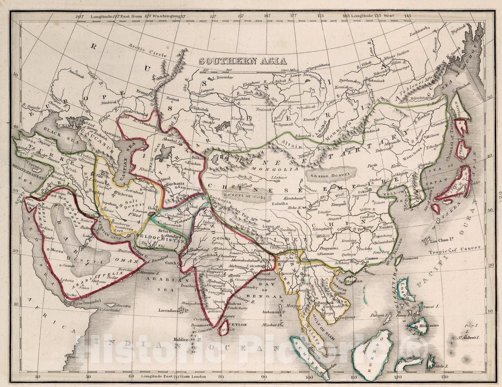 Historic Map : Southern Asia, 1838, Vintage Wall Art – Historic Pictoric