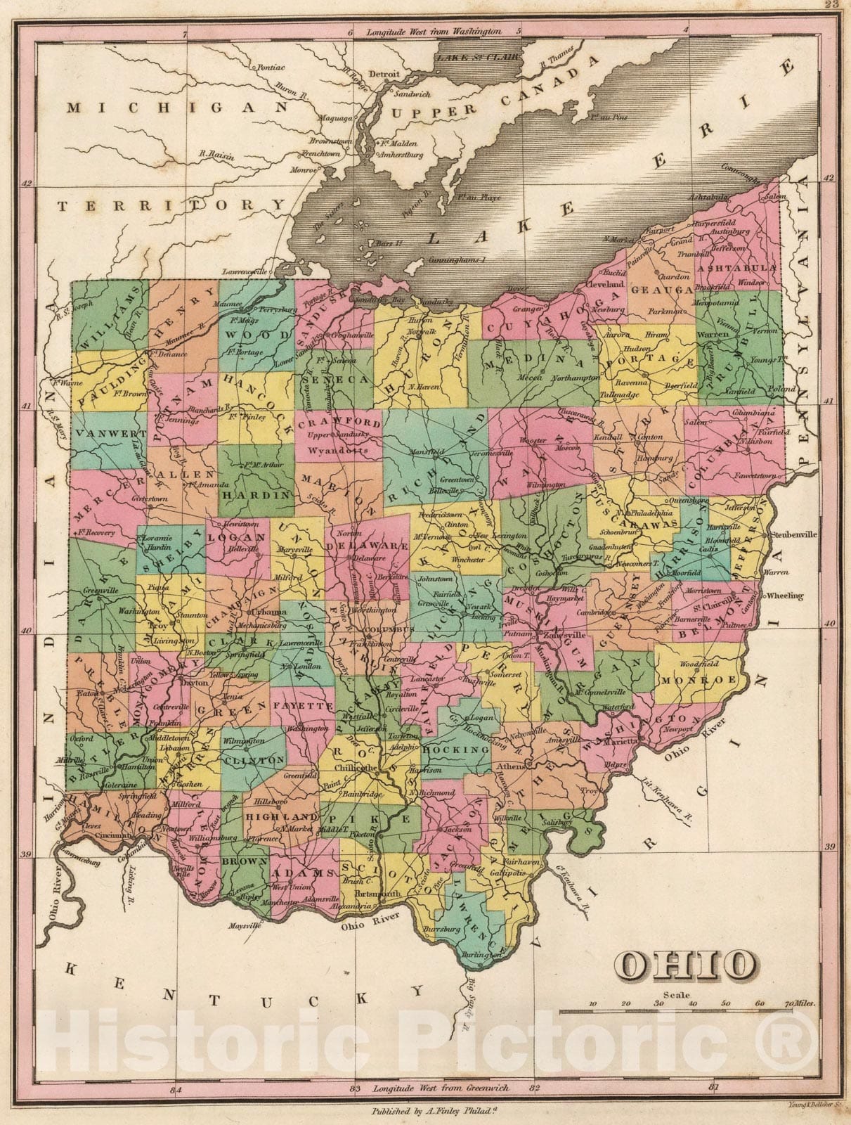 Historic Map : Ohio., 1824, Vintage Wall Art – Historic Pictoric