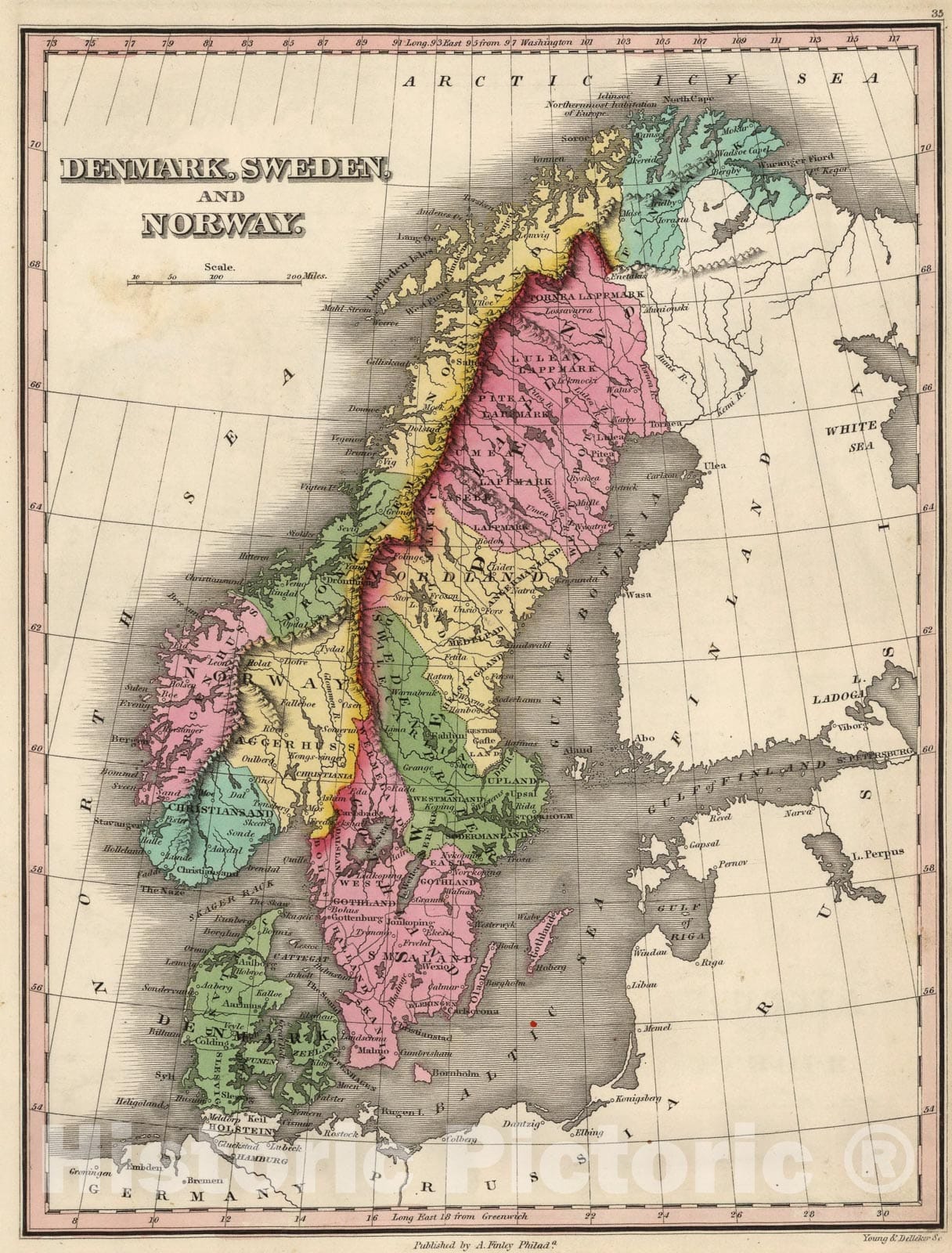Historic Map : Denmark, Sweden, and Norway., 1824, Vintage Wall Art ...