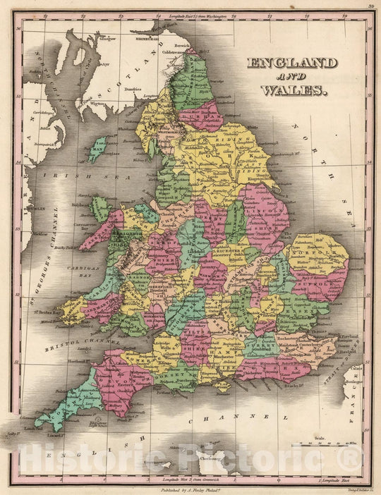 Historic Map : England and Wales., 1824, Vintage Wall Art – Historic ...