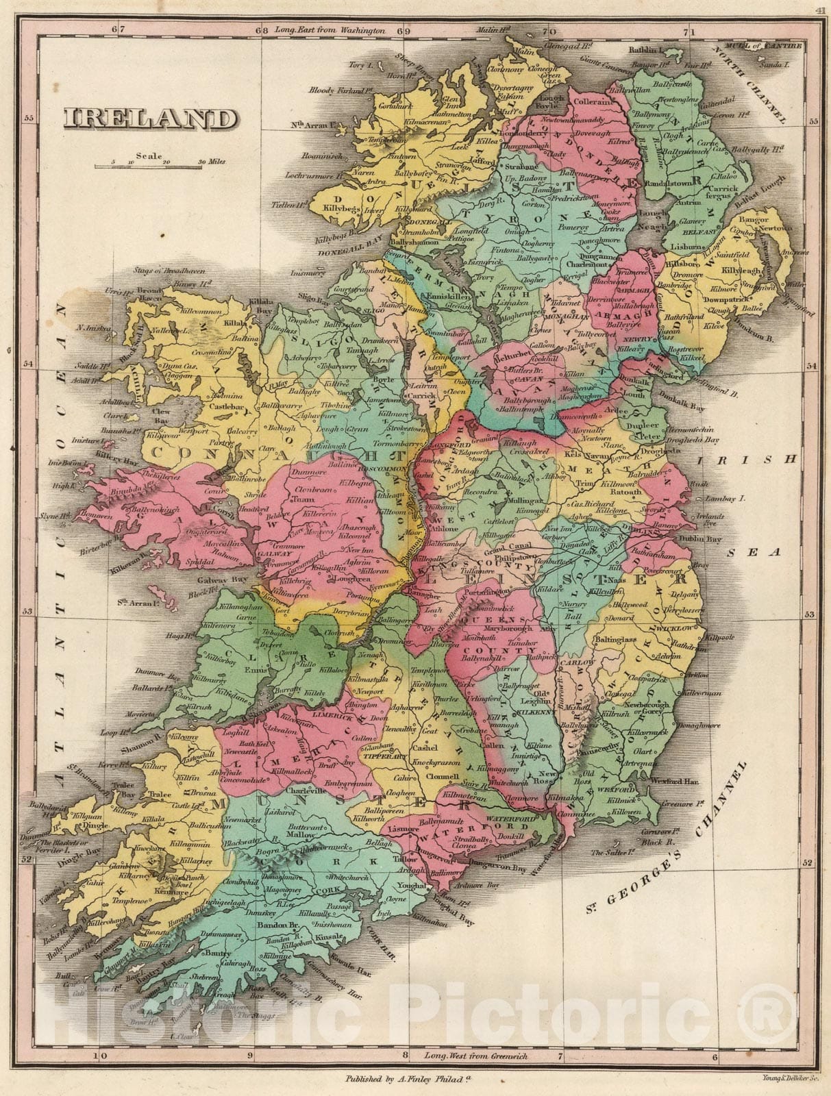 Historic Map : Ireland., 1824, Vintage Wall Art – Historic Pictoric