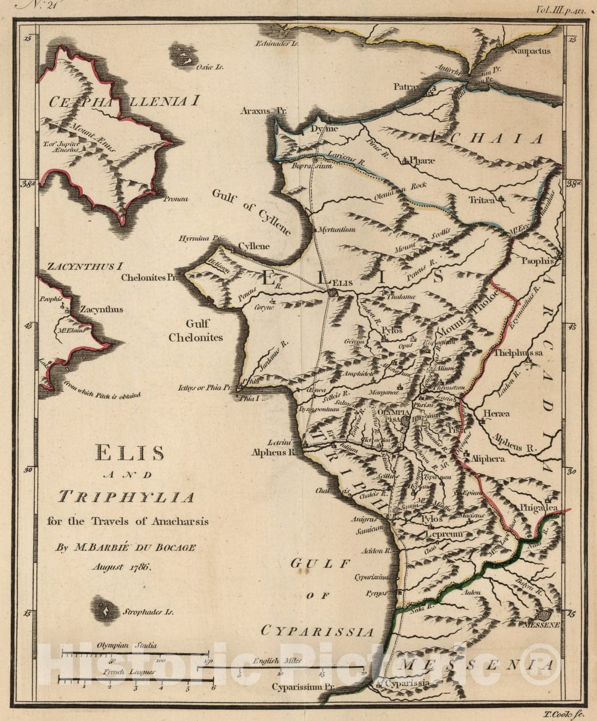 Historic Map : Elis and Triphylia. No. 21, 1786, Vintage Wall Art ...