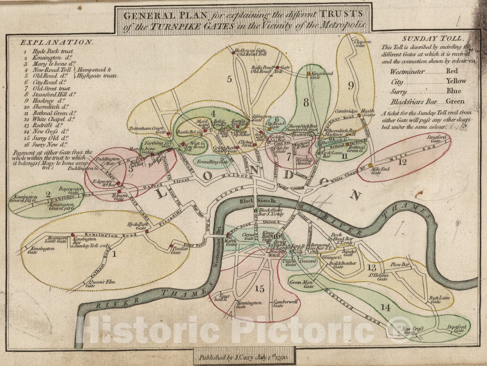 Historic Map : General Plan for Trusts of the Turnpike Gates, 1790, Vi ...