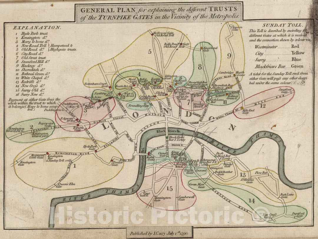 Historic Map : General Plan for Trusts of the Turnpike Gates, 1790, Vi ...