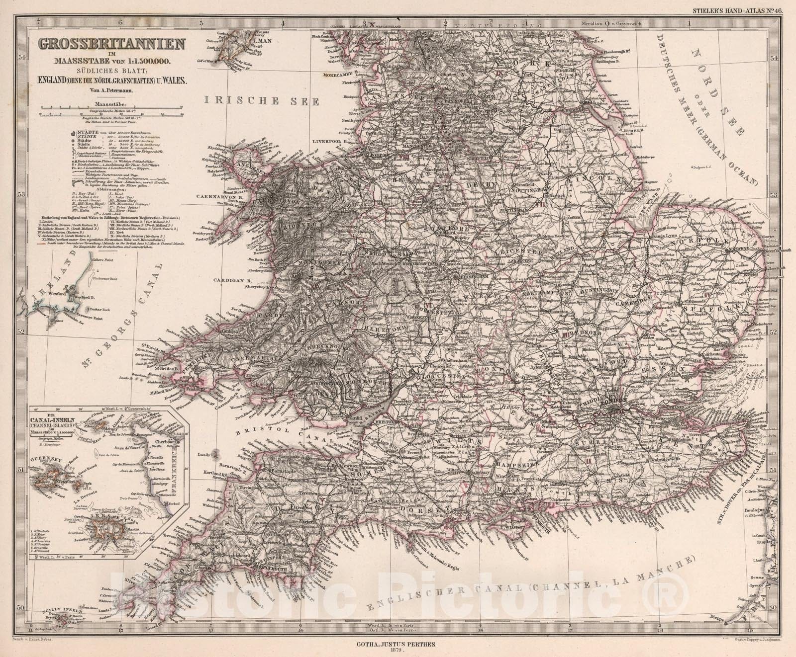 Historic Map : Grossbritannien. (Great Britain, Southern Sheet)., 1879 ...