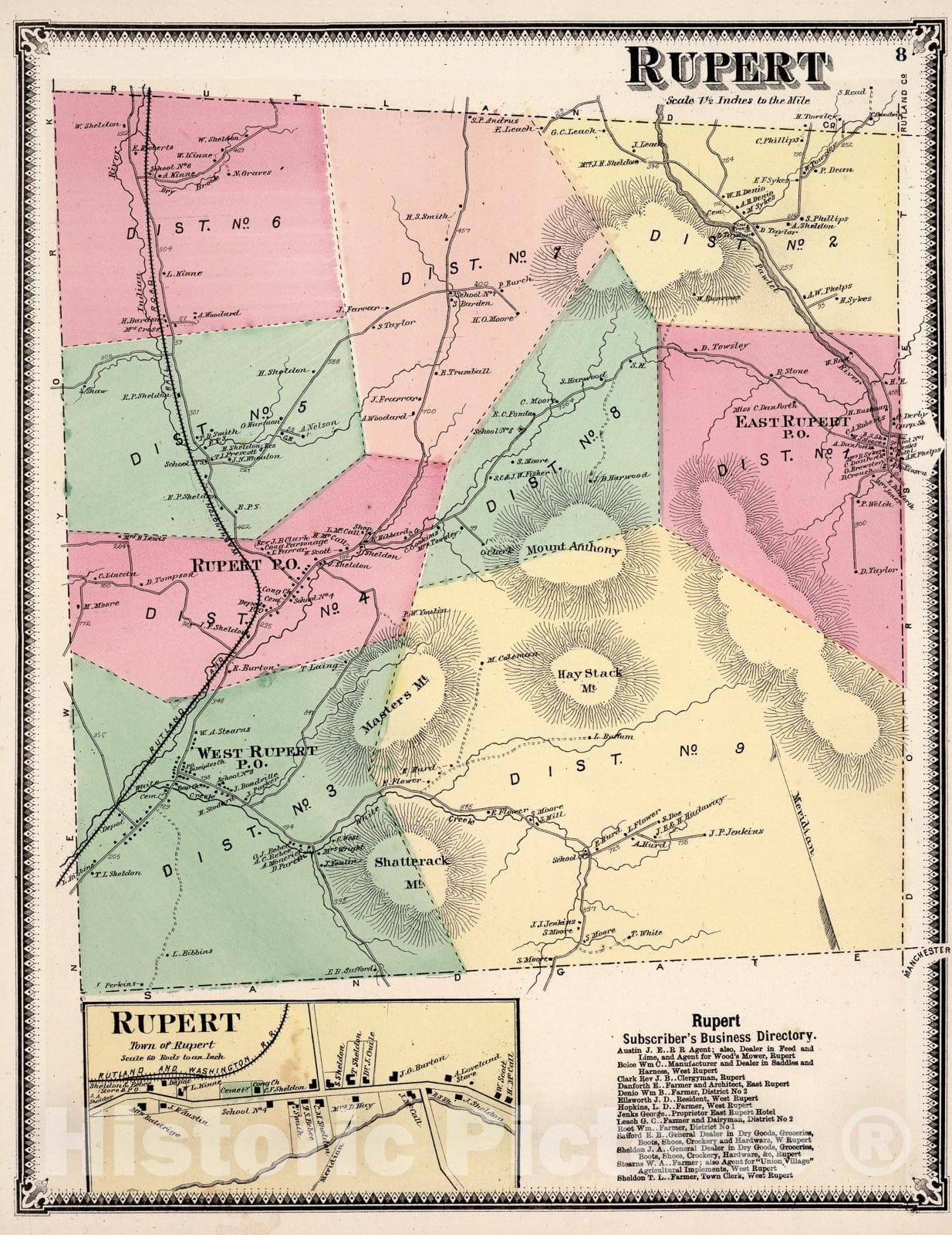 Historic Map : Rupert, Bennington County, Vermont. Rupert., 1869, Vint ...