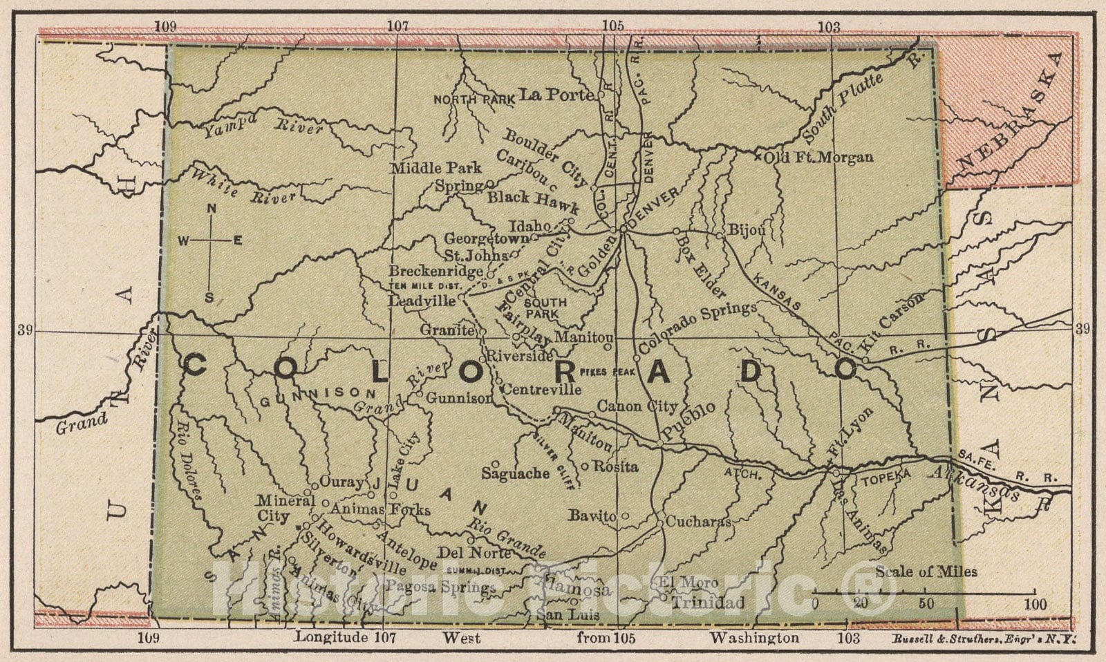 Historic Map : Colorado, 1880, Vintage Wall Art – Historic Pictoric