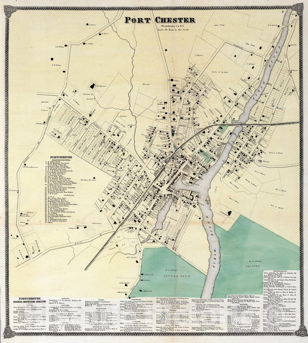 Historic Map : Port Chester, Westchester County, New York., 1867, Vint ...