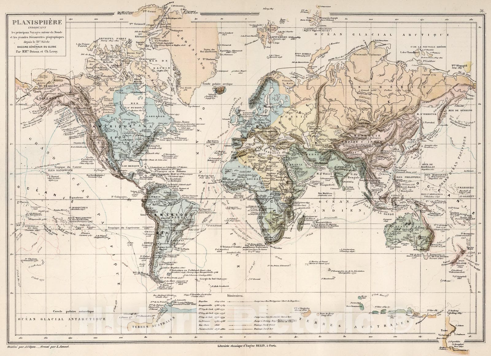 Historic Map : Planisphere, 1886, Vintage Wall Art – Historic Pictoric