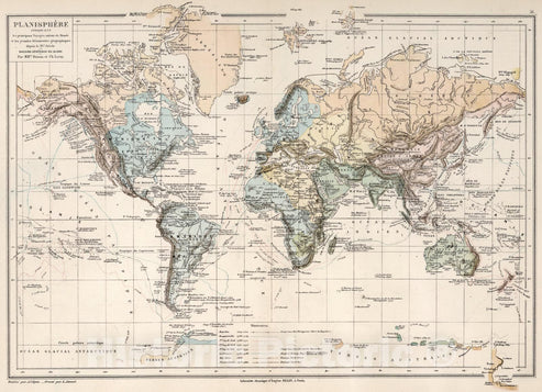 Historic Map : Planisphere, 1886, Vintage Wall Art – Historic Pictoric