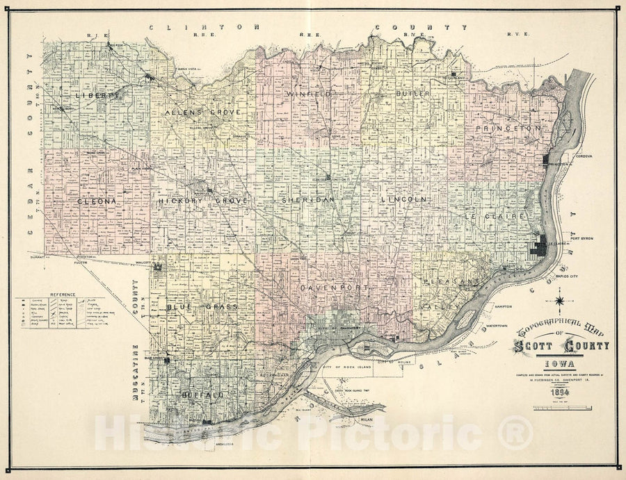 Historic Map : Topographical Map of Scott County, Iowa ... 1894., 1894 ...