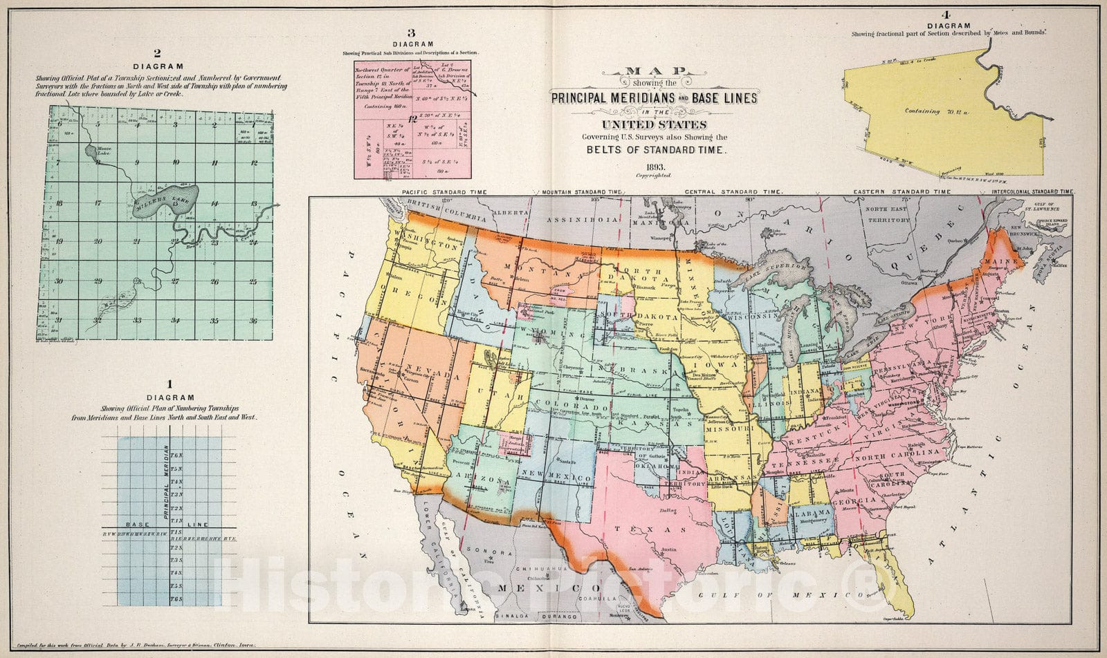 Historic Map : Principal Meridians and Base Lines in the United States ...