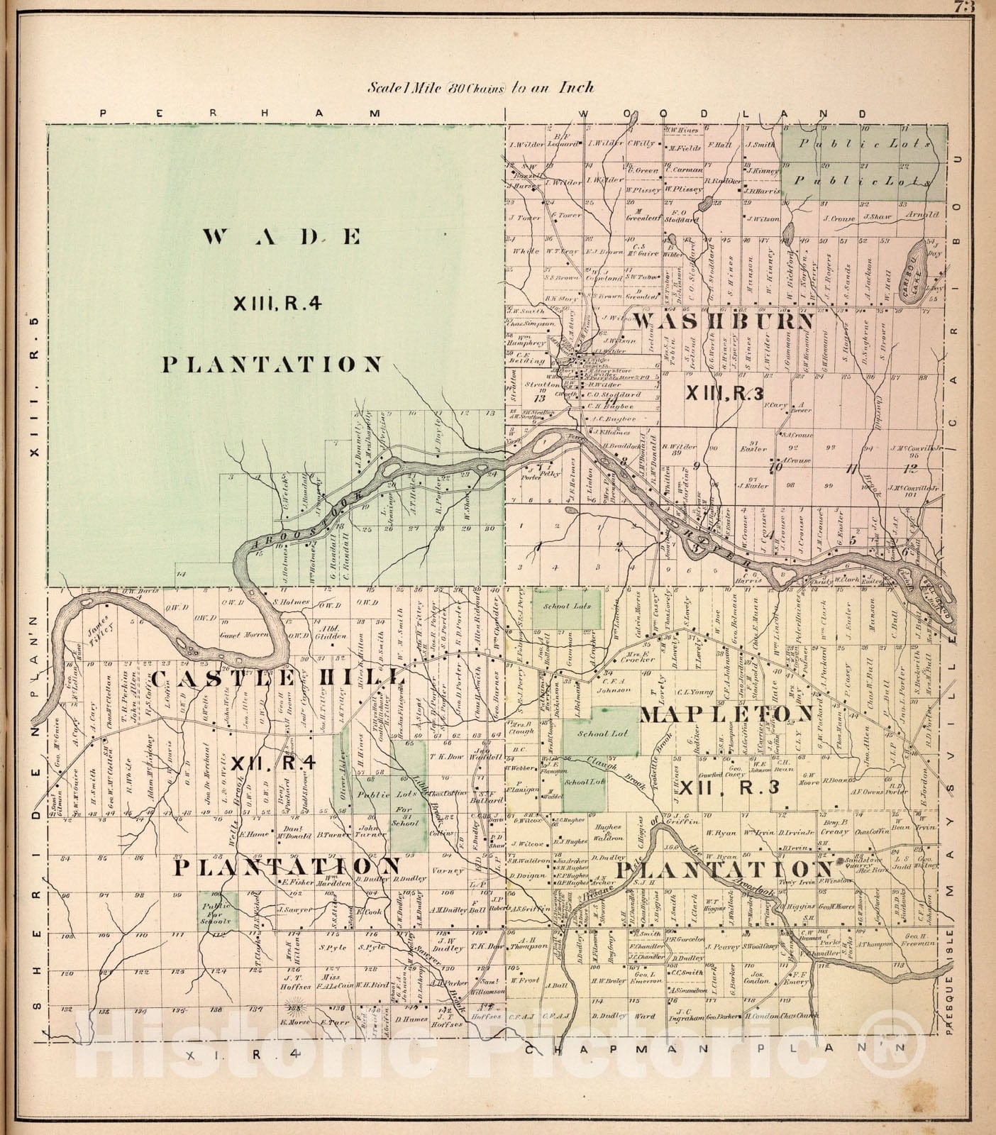 Historic Map : Wade PlantationI, R. 4. Castle Hill Plantation, R. 4. W ...
