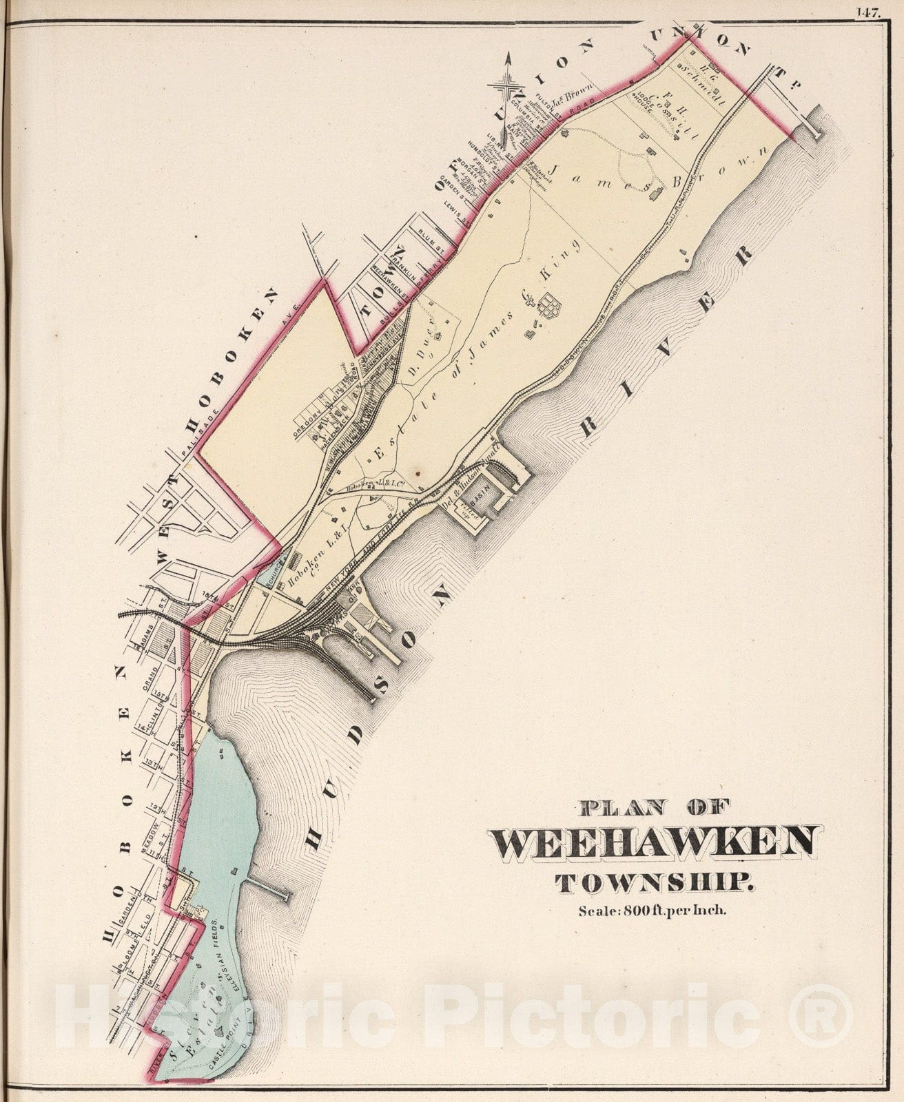 Historic Map : Plan of Weehawken Township., 1873, Vintage Wall Art ...