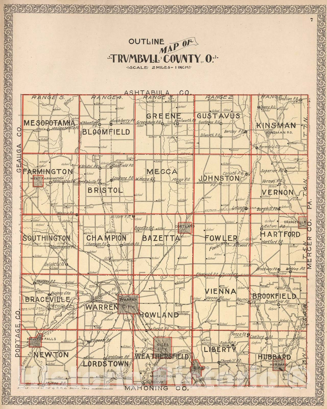Historic Map : Index Map: Outline Map of Trumbull County, O'., 1899, V ...