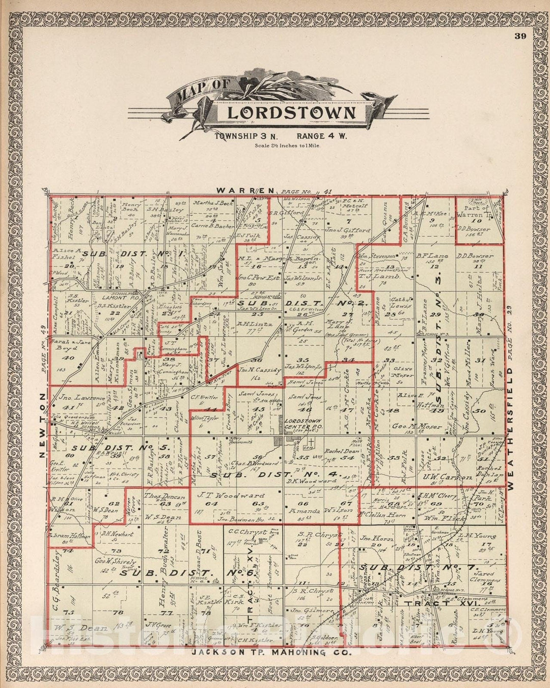Historic Map : Lordstown, Trumbull County, Ohio., 1899, Vintage Wall A ...