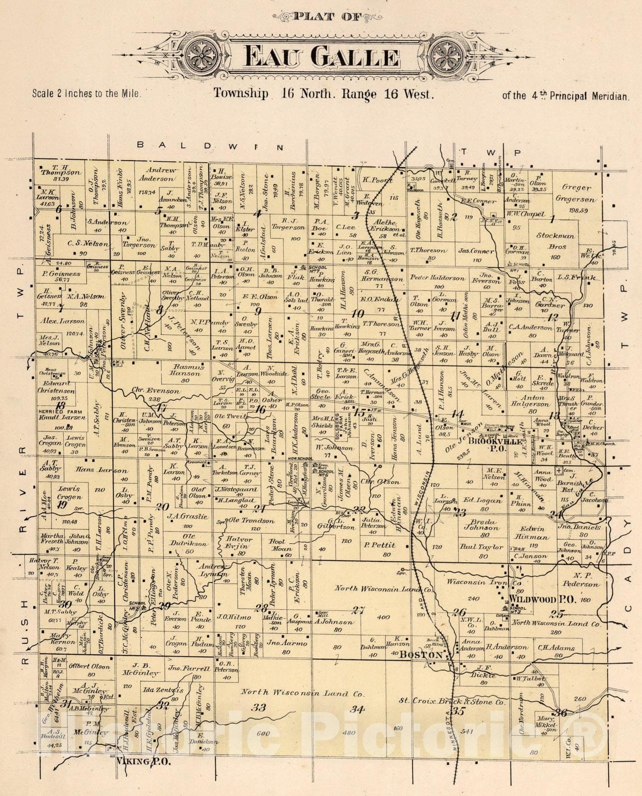 Historic Map : Eau Galle, Saint Croix County, Wisconsin., 1897, Vintag ...
