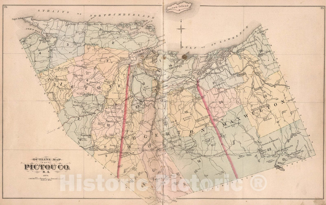Historic Map : Outline Map of Pictou County, Nova Scotia, 1879., 1879 ...