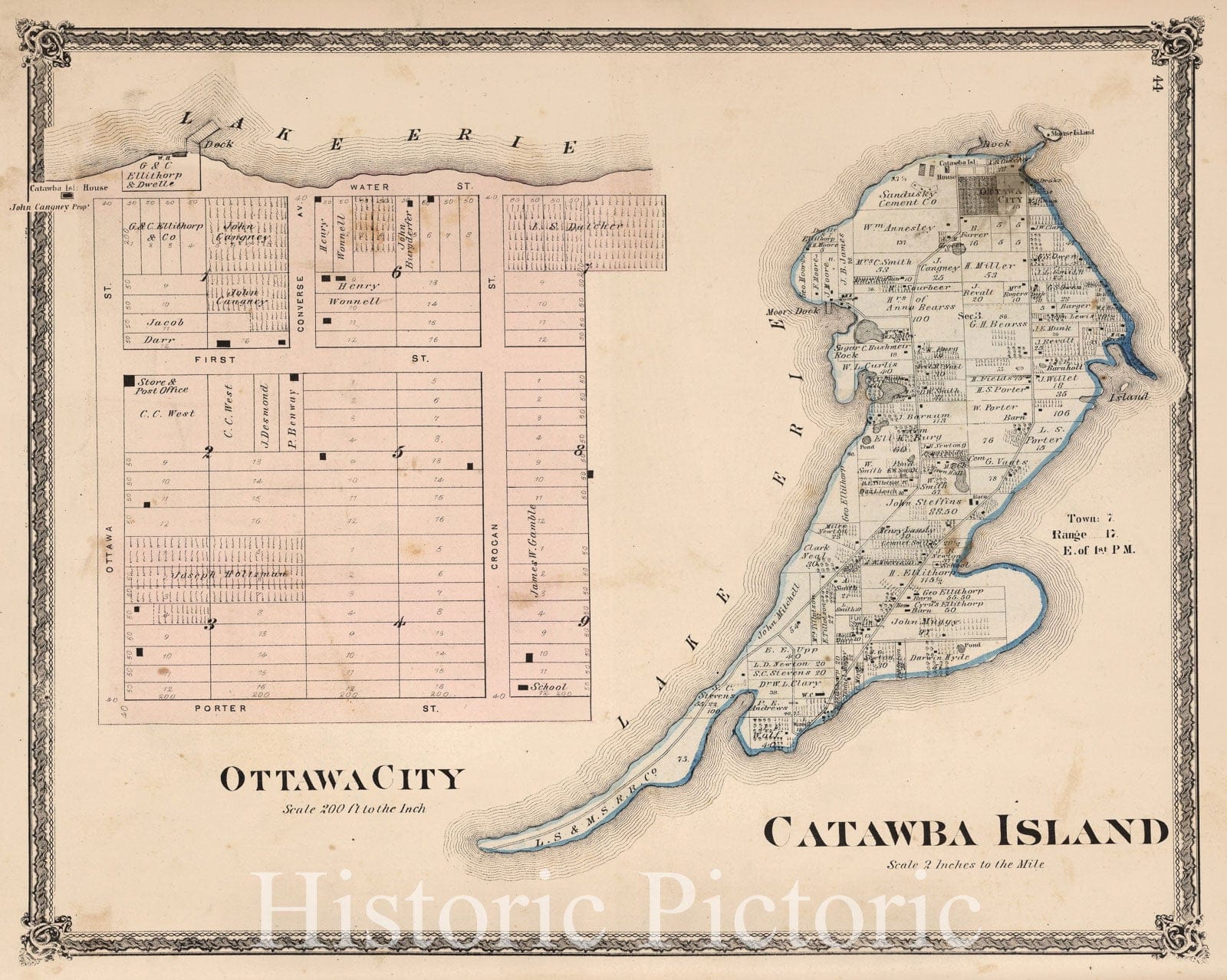 Historic Map : Ottawa City. Catawba Island, Ottawa County, Ohio., 1874 ...