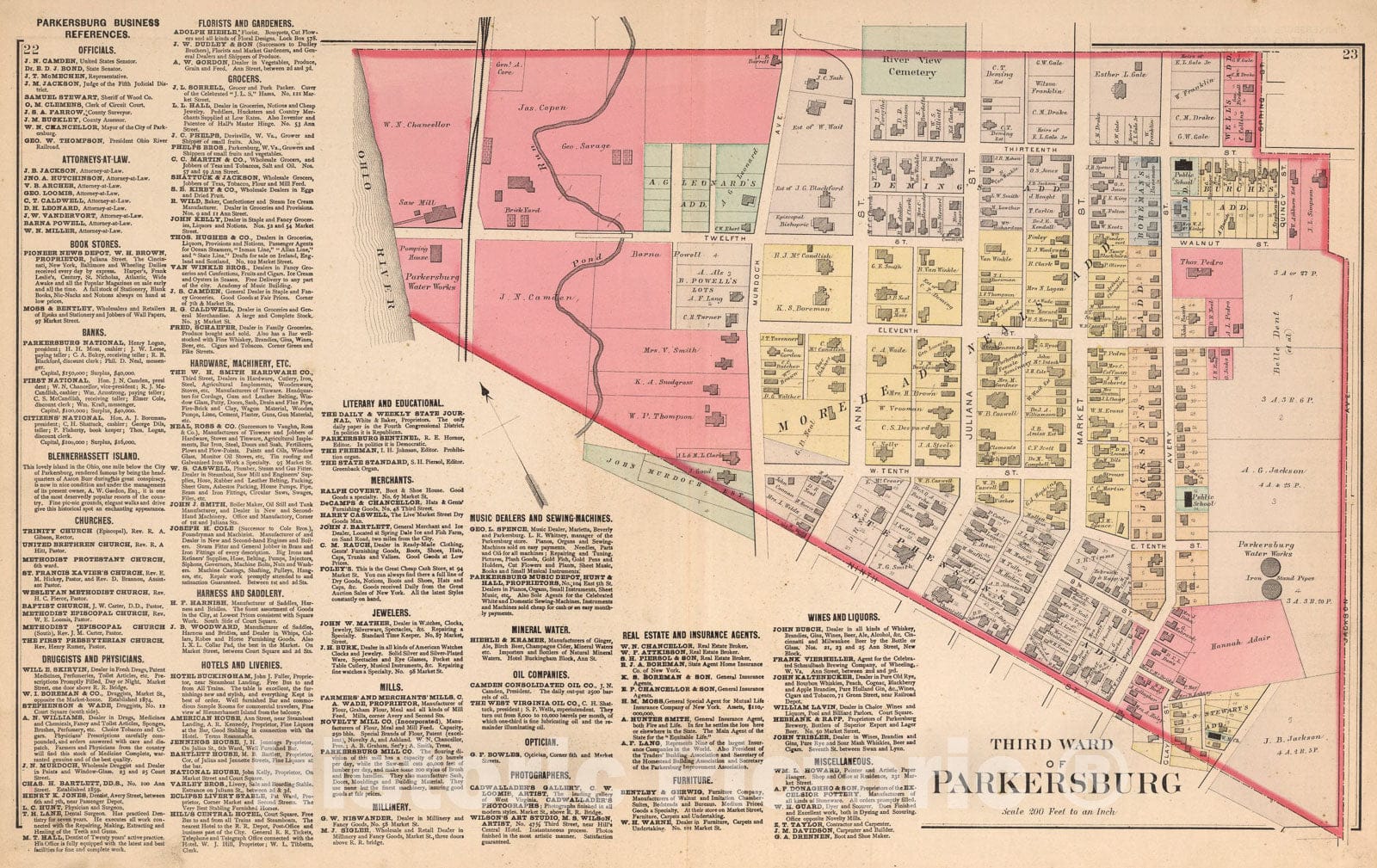 Historic Map : Third Ward of Parkersburg, West Virginia., 1886, Vintag ...