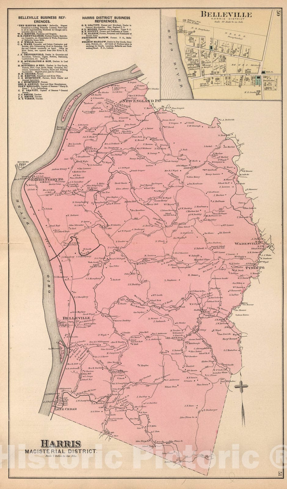 Harris Magisterial District Wood County West Virginia 1886 Map ...