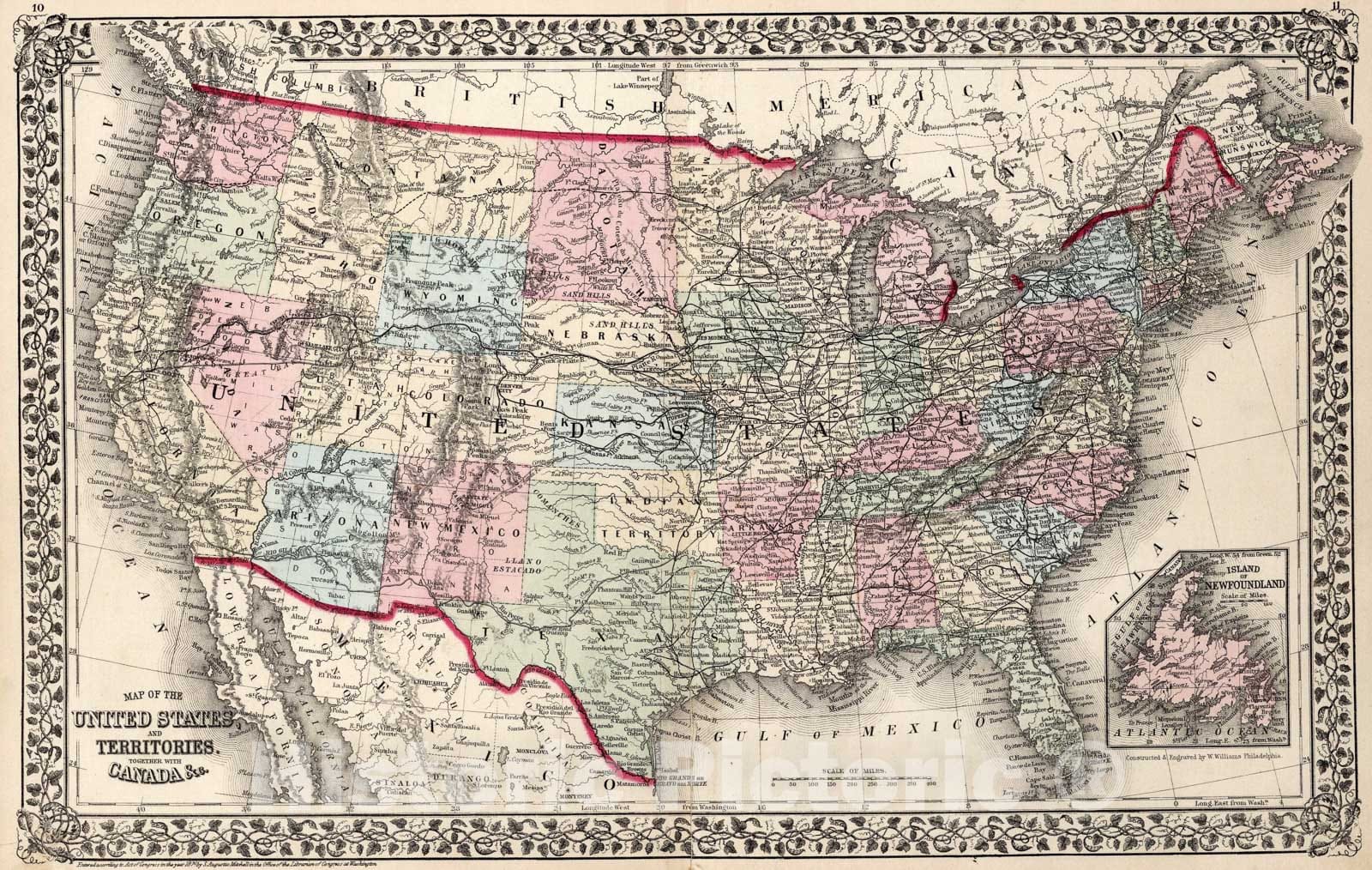 Historic Map : Map of the United States, 1874, Vintage Wall Art ...
