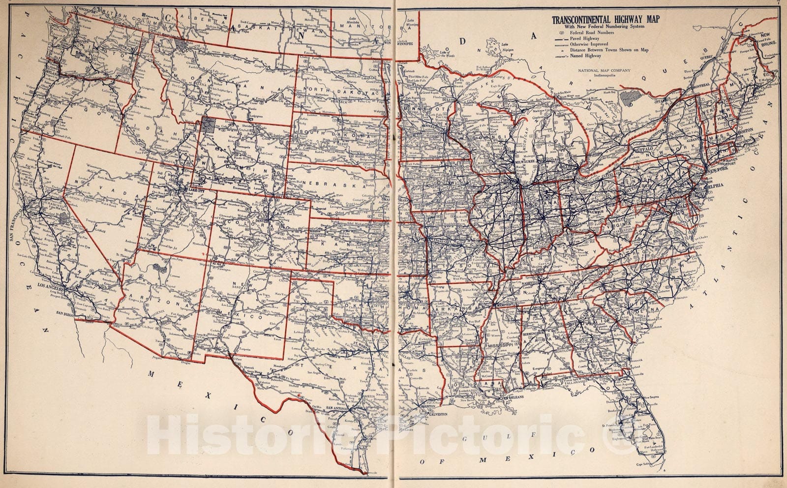 Historic Map : Transcontinental Highway map, 1927, Vintage Wall Art ...