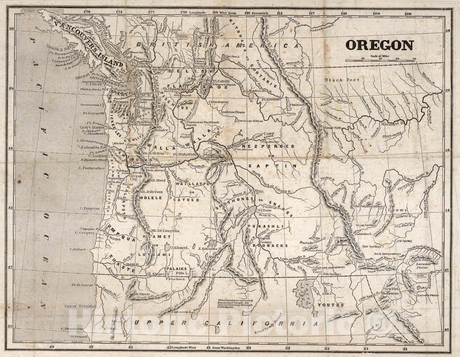 Historic Map : Oregon, 1845, Vintage Wall Art – Historic Pictoric