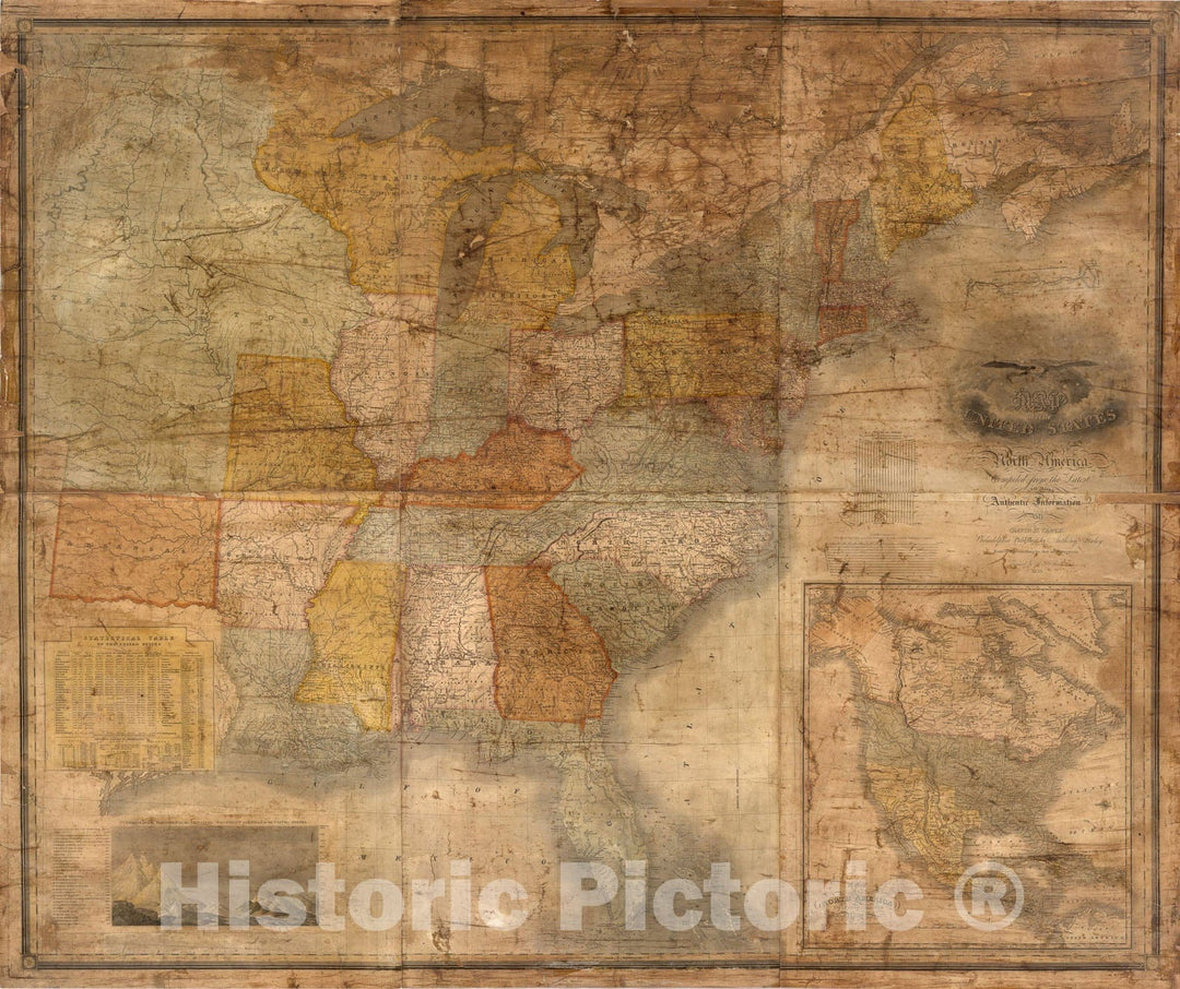 Historic Map : Map Of The United States, 1833, Vintage Wall Art ...
