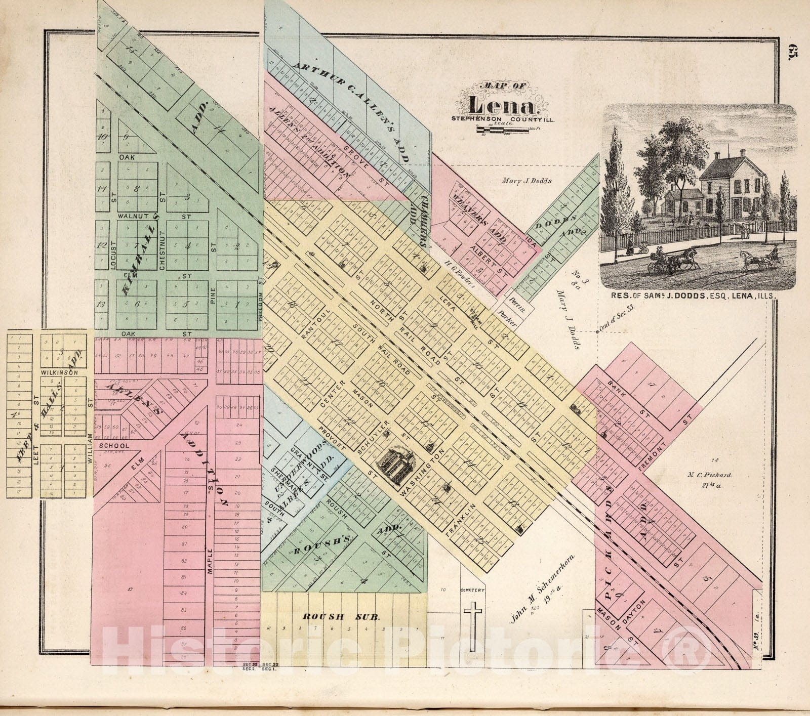 Historic Map : Lena, Illinois., 1871, Vintage Wall Art – Historic Pictoric