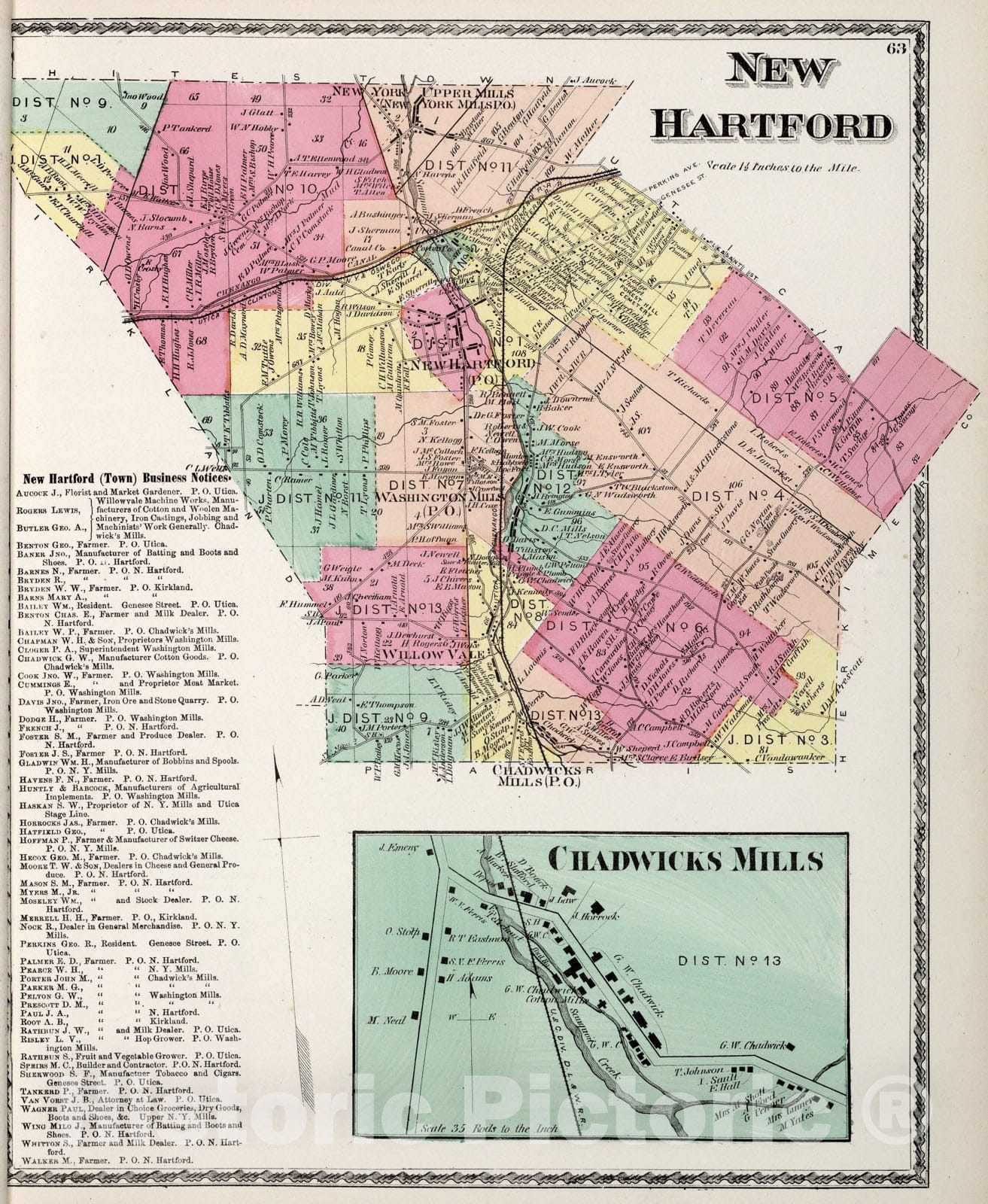 Historic Map : New Hartford, Oneida County, New York. Chadwicks Mills ...