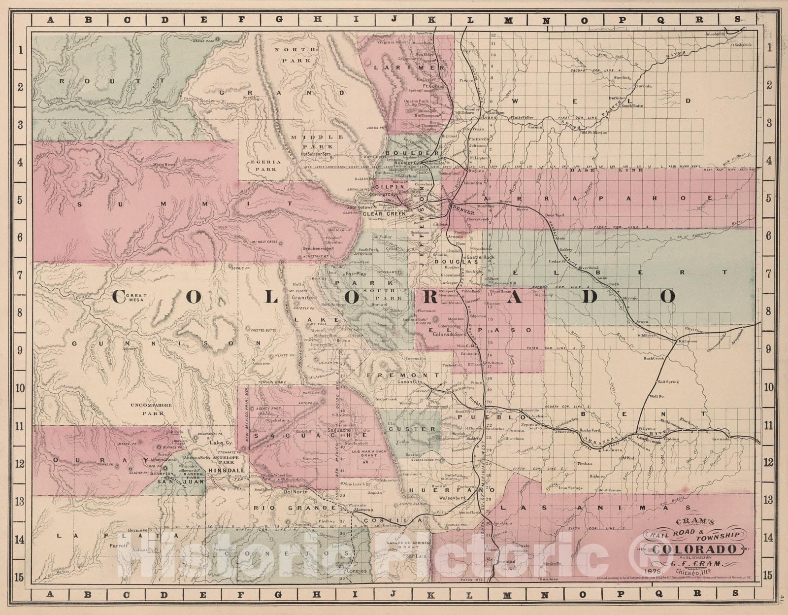 Historic Map : Colorado., 1878, Vintage Wall Art – Historic Pictoric