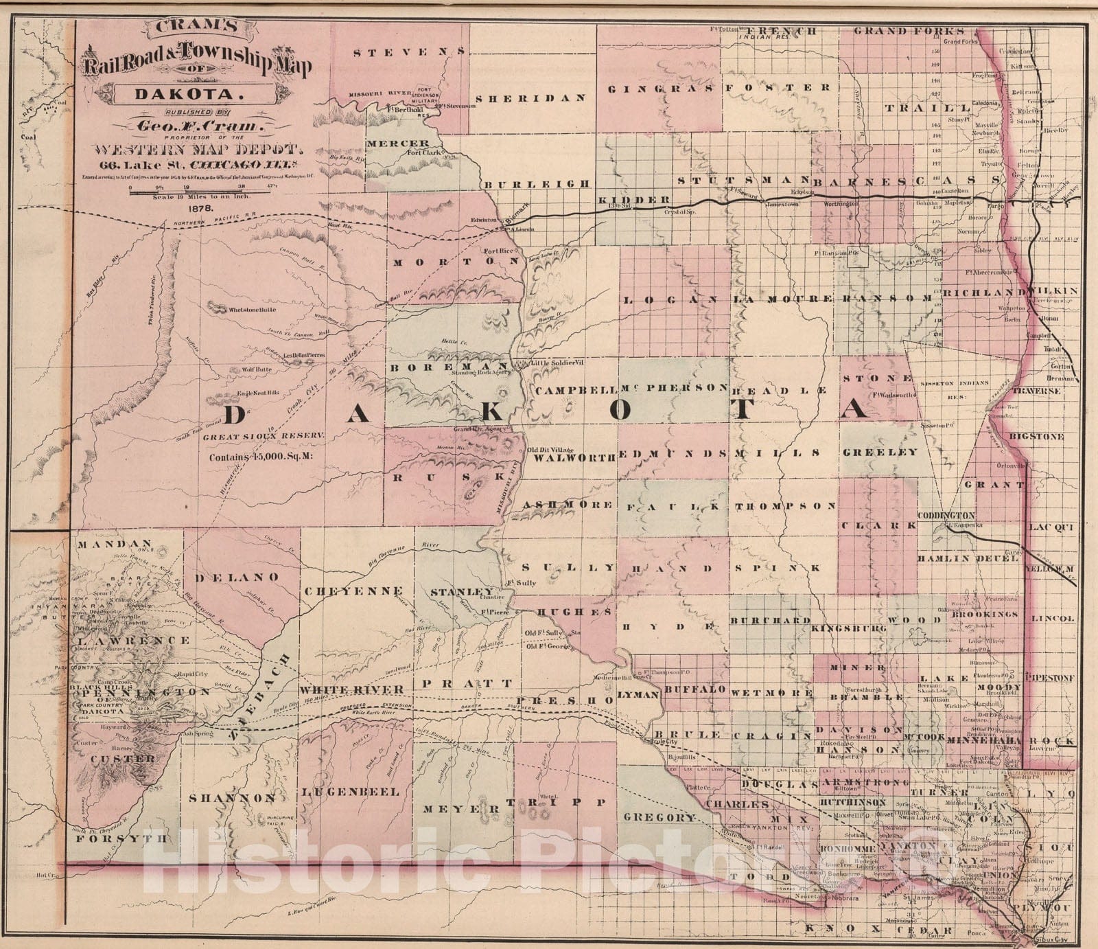 Historic Map : Dakota., 1878, Vintage Wall Art – Historic Pictoric