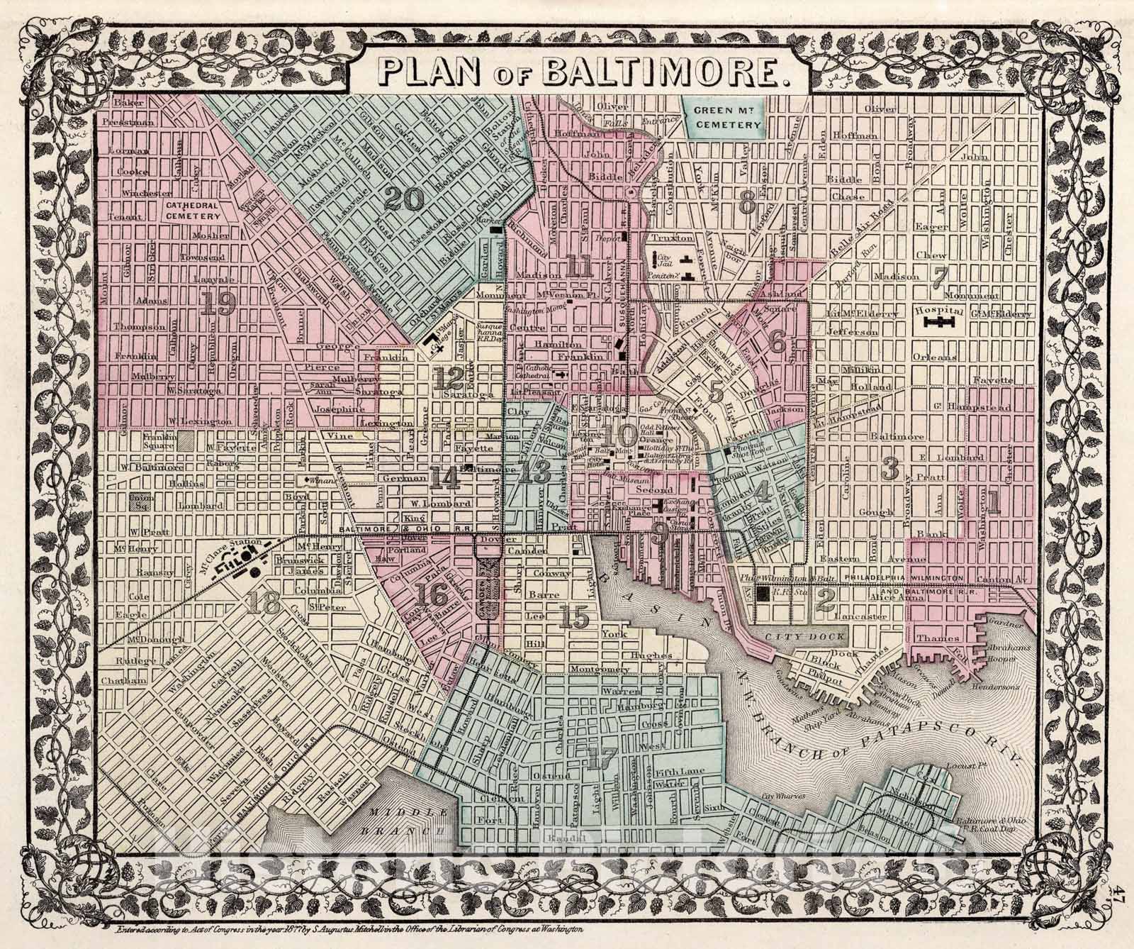Historic Map : Plan of Baltimore, 1877, Vintage Wall Art – Historic ...