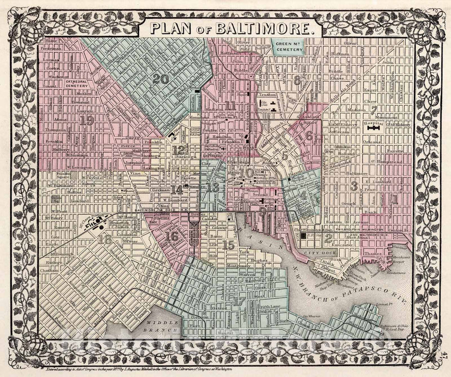 Historic Map : Plan of Baltimore, 1877, Vintage Wall Art – Historic ...