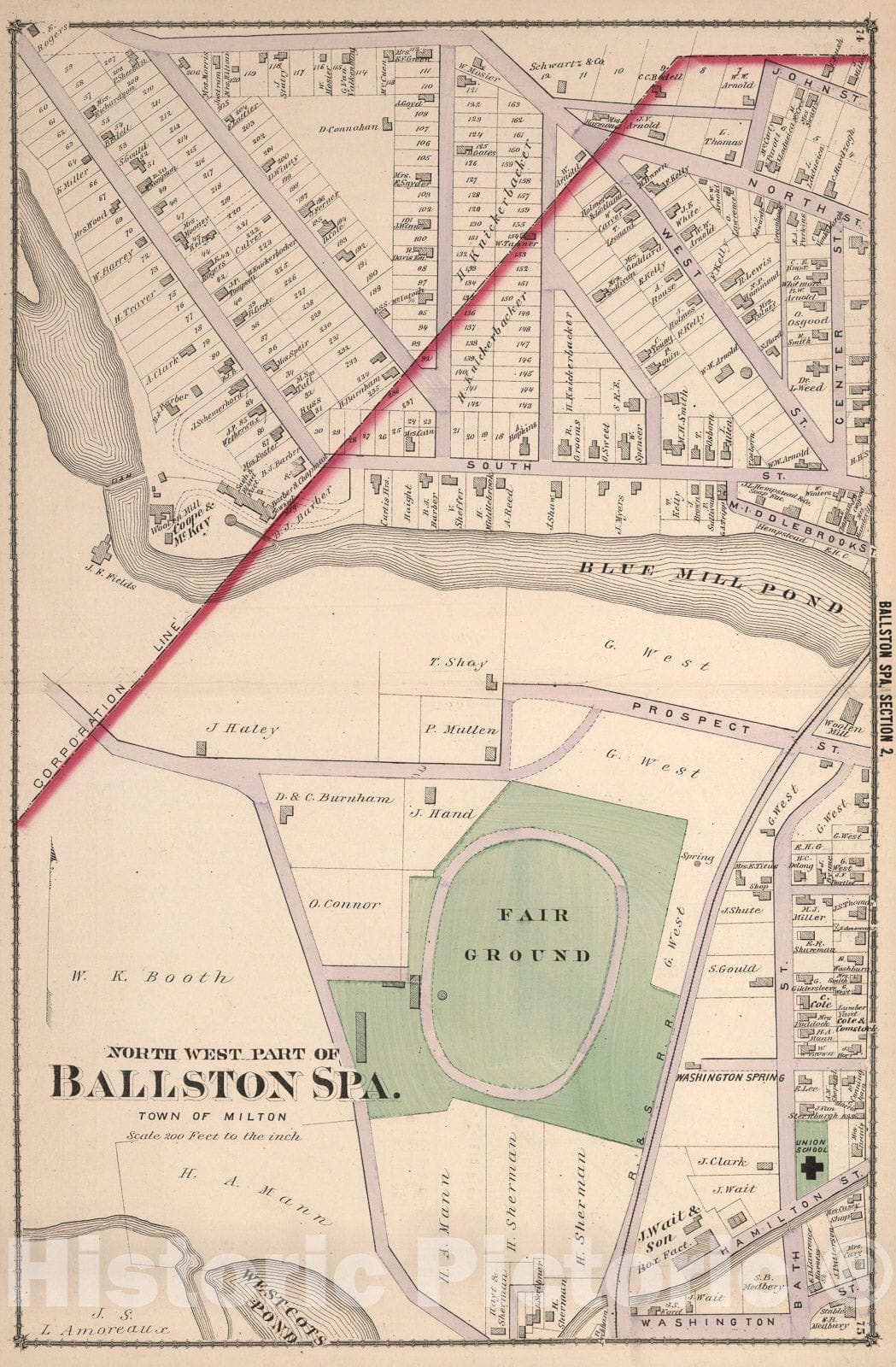 Historic Map : North West Part of Ballston Spa, Town of Milton Saratog ...