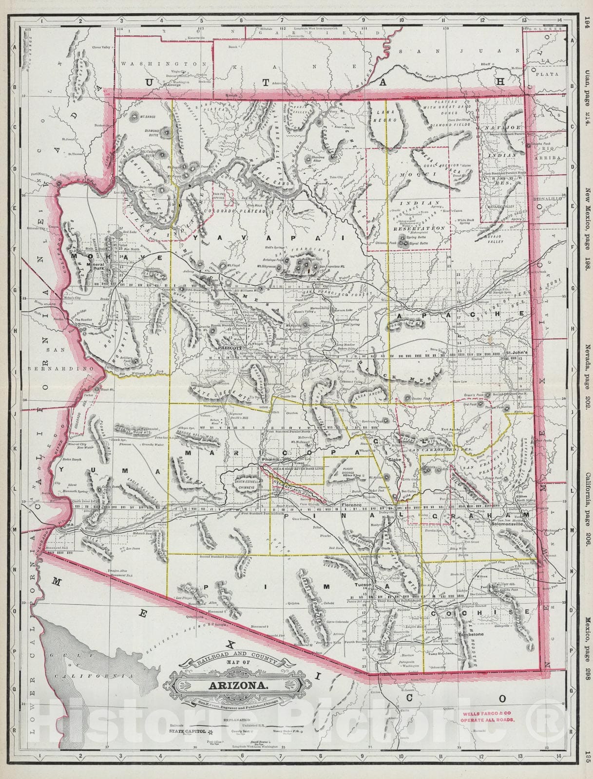 Historic Map : Arizona., 1889, Vintage Wall Art – Historic Pictoric