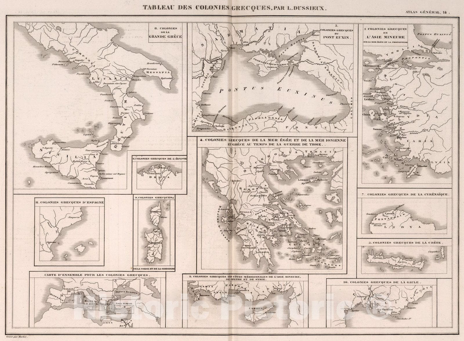 Historic Map : 14. Tableau des Colonies Grecques., 1856, Vintage Wall ...