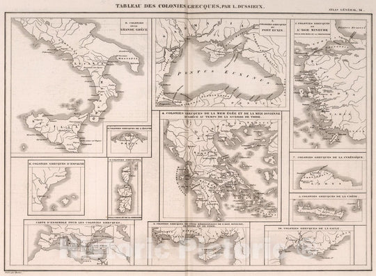 Historic Map : 14. Tableau des Colonies Grecques., 1856, Vintage Wall ...