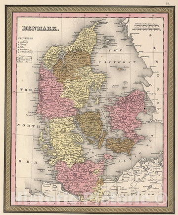Historic Map : Denmark., 1850, Vintage Wall Art – Historic Pictoric