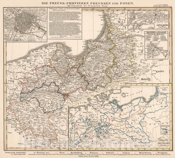 Historic Map : Die Preuss: Provinzen Preussen und Posen. (Prussia)., 1 ...