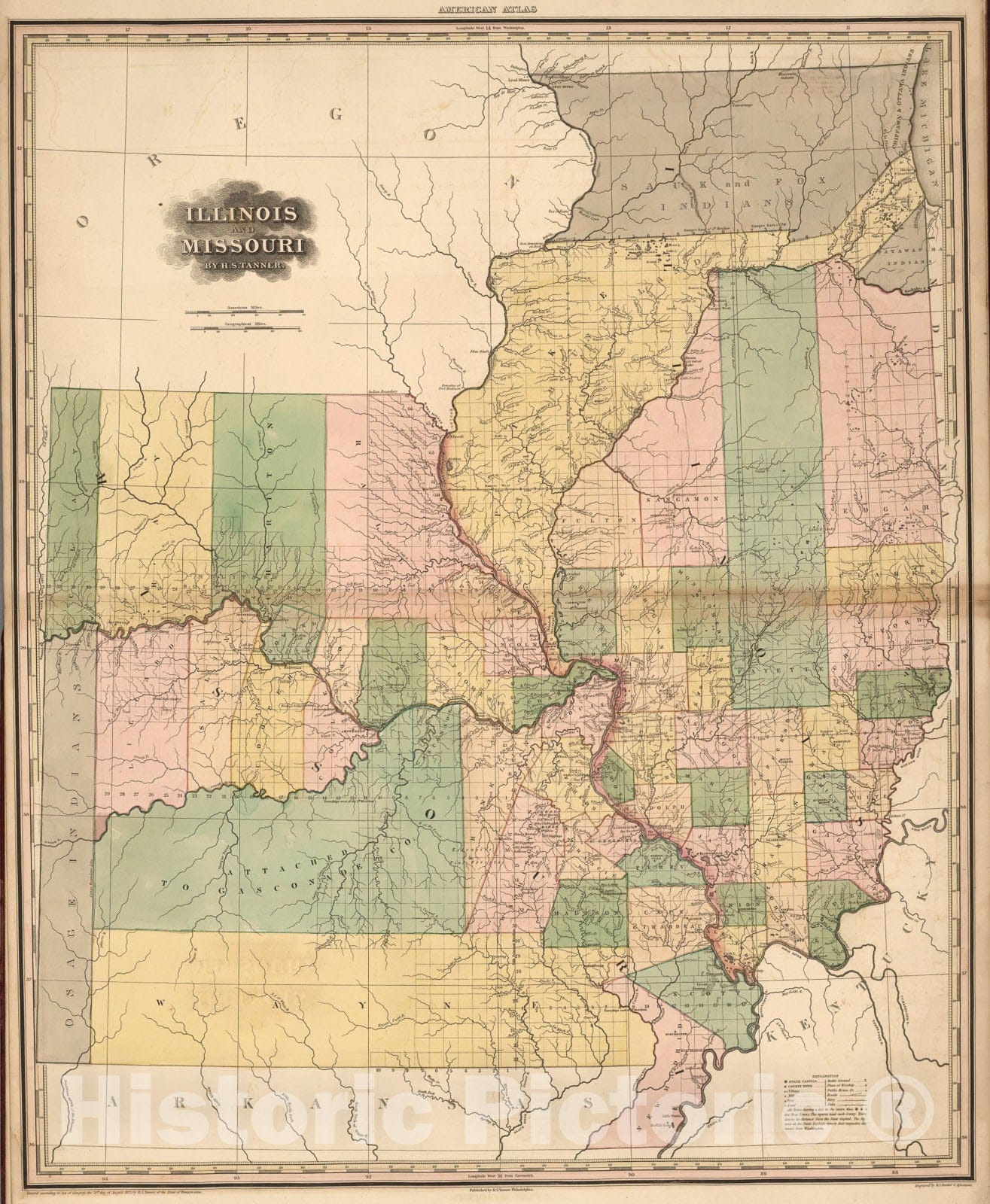 Historic Map : Illinois and Missouri., 1824, Vintage Wall Art ...