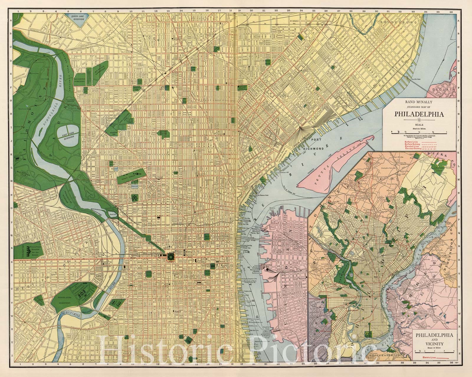 Historic Map : Philadelphia., 1924, Vintage Wall Art – Historic Pictoric