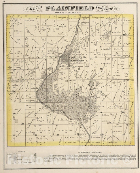 Historic Map : Plainfield Township, Town. thirty-six N. Range nine E ...