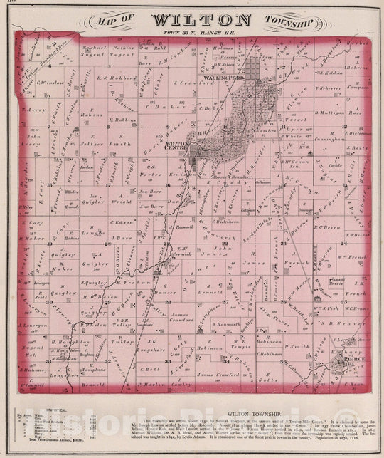 Historic Map : Wilton Township, Town thirty-three N. Range eleven E ...