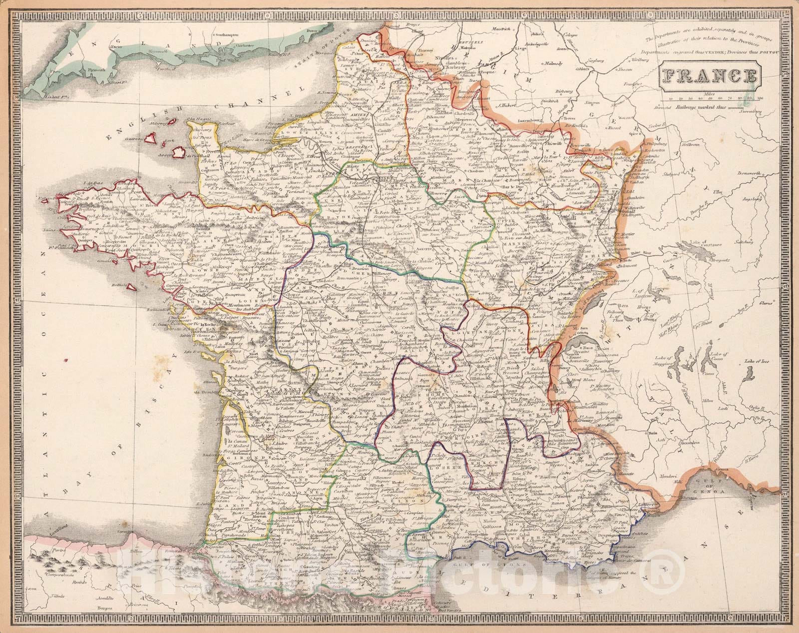 Historic Map : France., 1848, Vintage Wall Art - Historic Pictoric