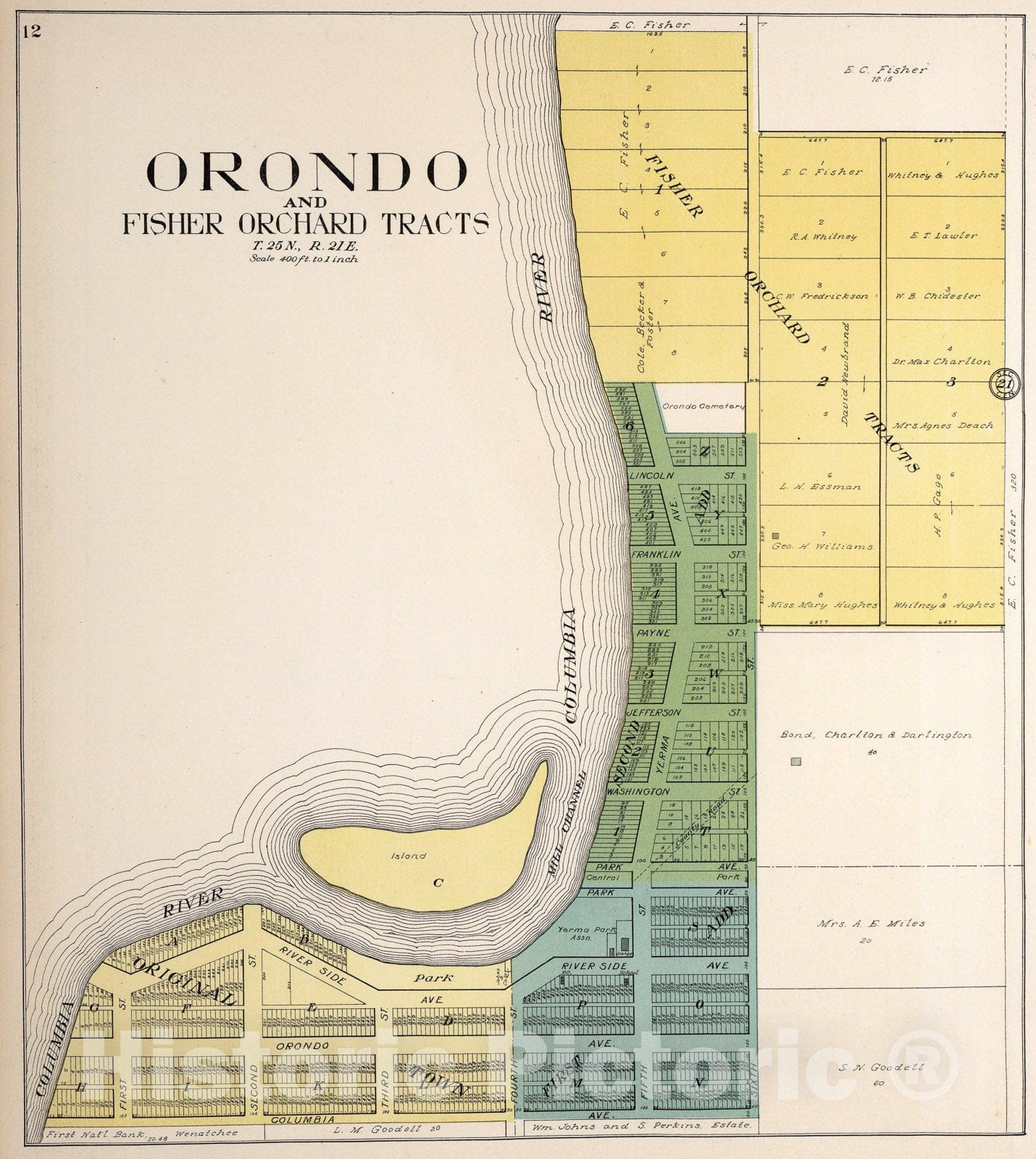 Historic Map : Orondo and Fisher Orchard Tracks, Washington., 1915, Vi ...