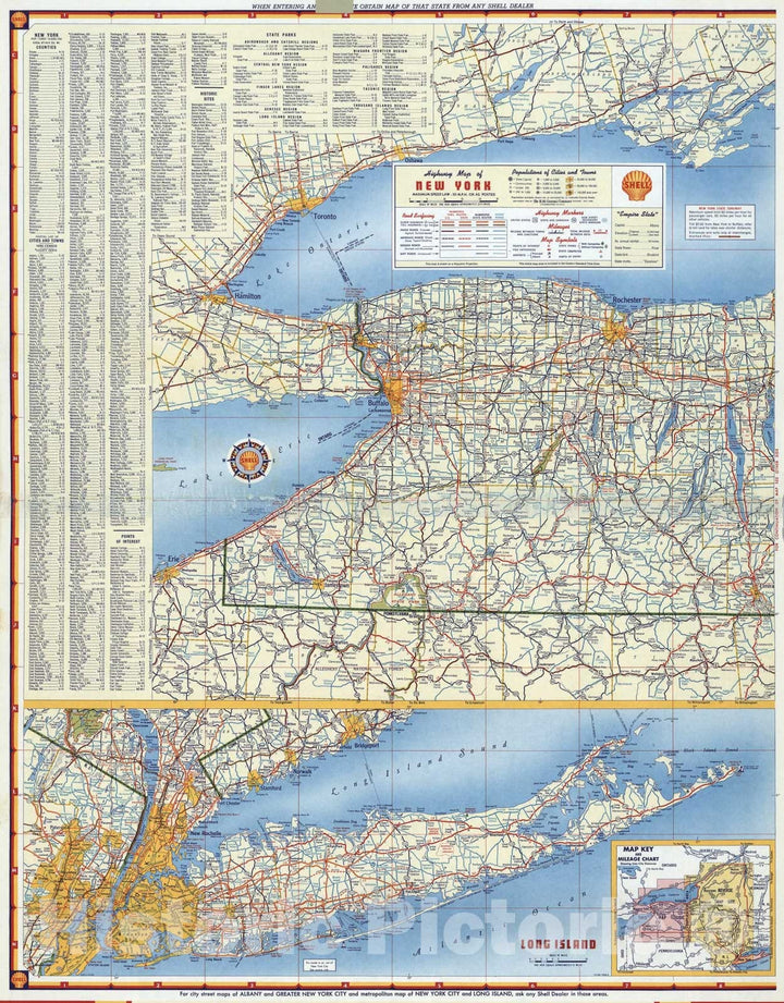 Historic Map : Shell Highway Map of New York (eastern portion)., 1956 ...