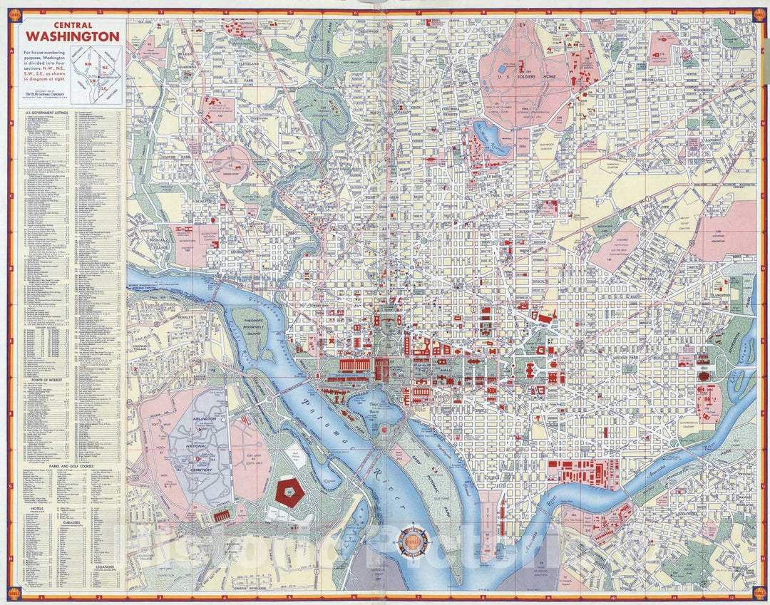 Historic Map : Shell Central Washington (D.C.), 1956, Vintage Wall Art ...