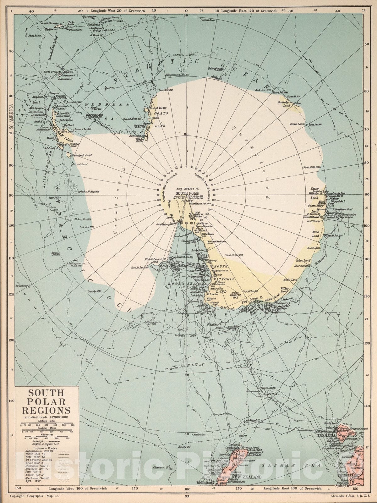 Historic Map : South Polar Region, 1935, Vintage Wall Art – Historic ...
